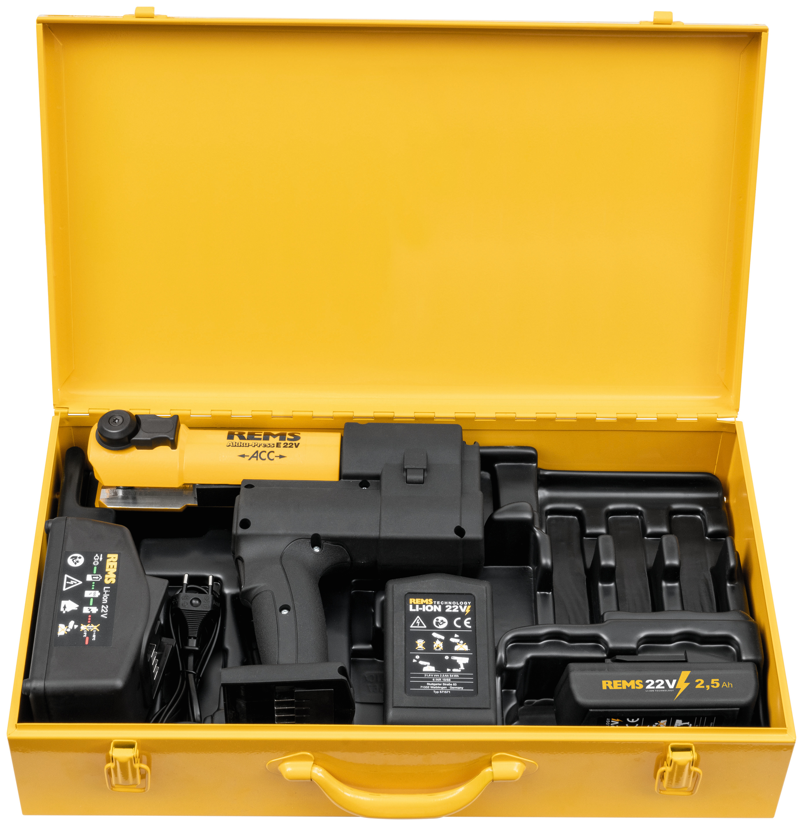 REMS Akku-Press E 22 V ACC - Cordless radial press 32 kN with automatic ...